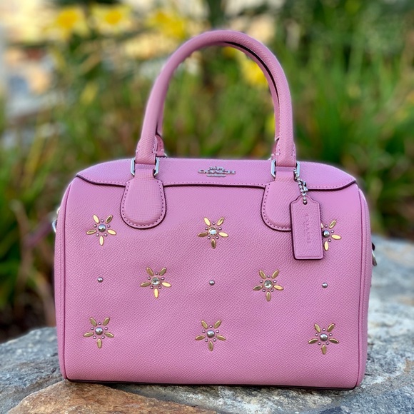 Coach | Bags | Coach Pink Studded Mini Bennett Satchel Crossbody | Poshmark